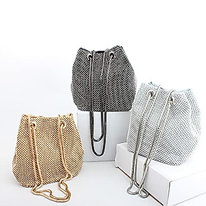 Lanpet Mini Evening Clutch Purse for Women, Luxury Crystal Crossbody Shining Bucket bags Evening Handbags for Wedding Party