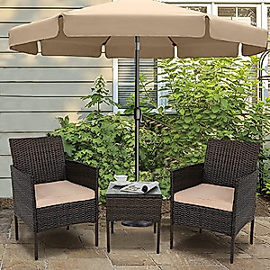 ABCCANOPY 3 Pieces Patio Furniture Set,Rattan Wicker Conversation Set with Coffee Table,Chairs Set with Seat Cushions Patio Conversation Set for Garden