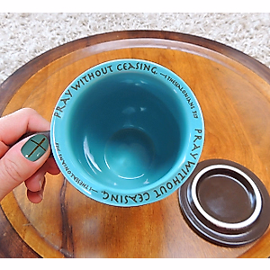 Abbey Gift Prayer Changes Everything Coaster Brown and Blue, 1 Count, Dishwasher Safe Mugs For Coffee and Tea, Includes Bible Verse, "4 x 4.38""" (52892),14 ounce