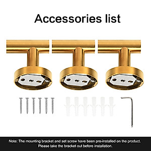 HouseAid Stainless Steel Towel Hooks for Bathroom Modern Heavy Duty Robe Hook Holder Wall Mounted Brushed Gold (3 Pack)