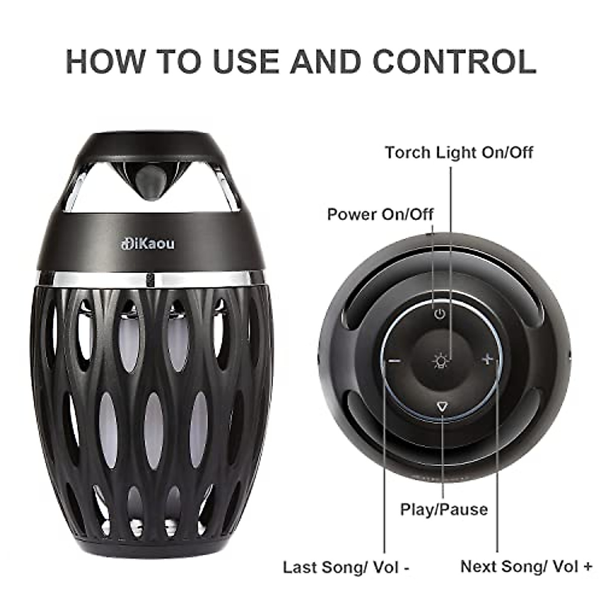 DiKaou 2 Packs Outdoor Bluetooth Speakers, Gifts for Men, Torch Lantern Waterproof Wireless Speakers, BT5.0, Gadgets Christmas Birthdays Gifts for Dad Mom Women, Garden Patio Decro, Tripod & Stake