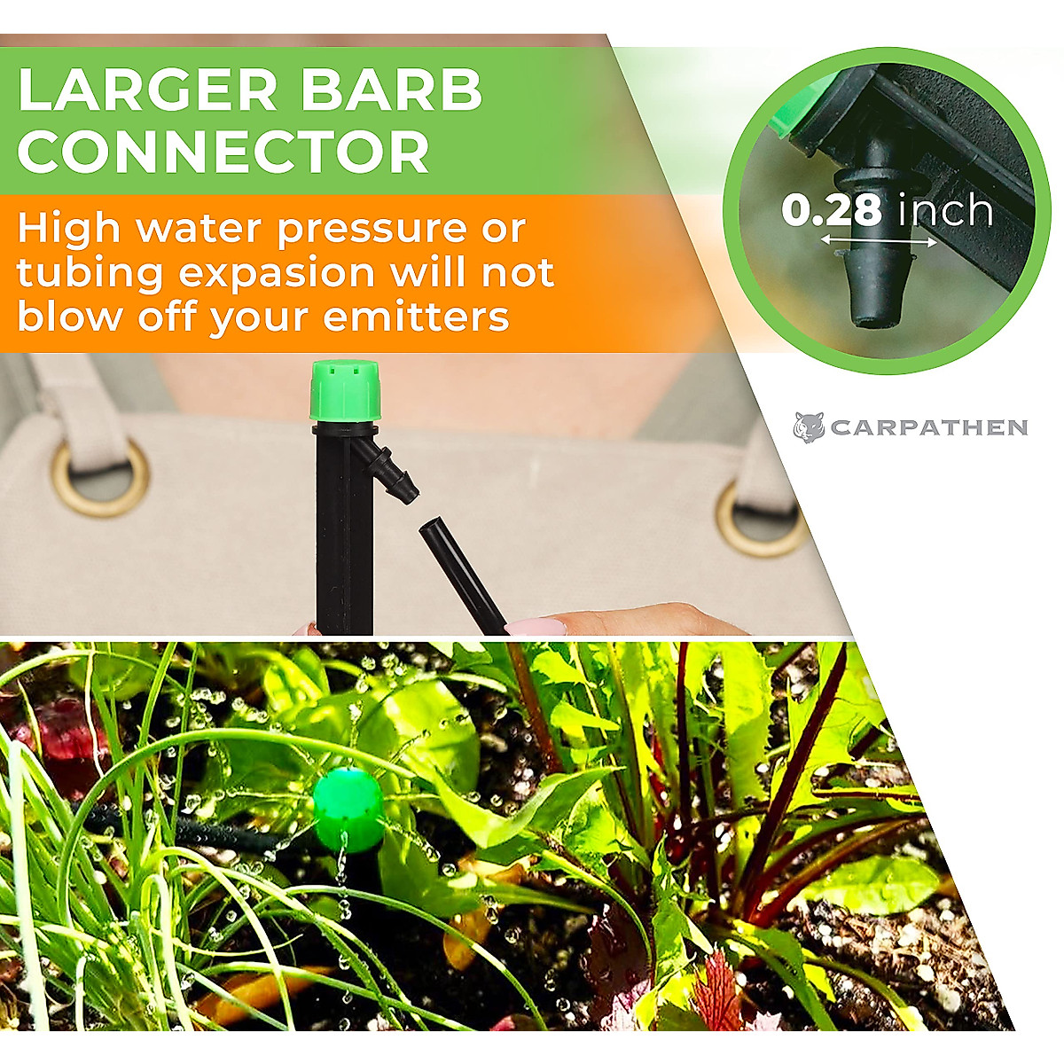 CARPATHEN Drip Irrigation Emitters Spray - 100 pcs Drip Sprinkler Head for 1/4 inch Drip Irrigation Tubing + 1/4 Drip Irrigation Tubing - 100 ft Black Drip Irrigation Hose