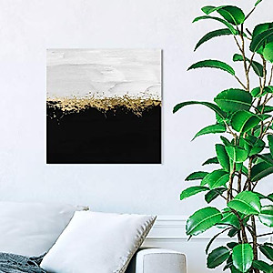 The Oliver Gal Artist Co. Abstract Wall Art Canvas Prints 'Halfway in Black and White' Home Décor, 20 in x 20