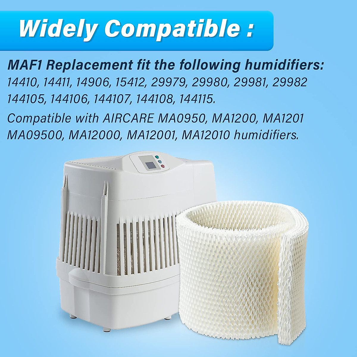 MAF1 Humidifier Wicking Filters for AIRCARE/MoistAIR/Kenmore/Essick Air, Fits Air-Care Emerson Moistair Humidifier Replacement Wicks MA1200 MA1201 MA0950 MA09500,14906 32-14906 42-14906 EF1-2 Pack