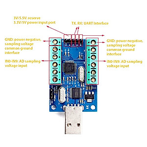 USB 10-Channel 12Bit AD Data Collection Module STM32 UART communication ADC Module