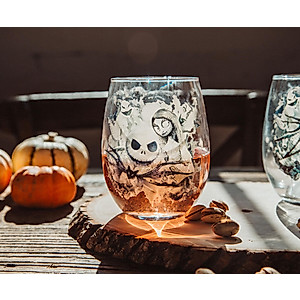 Silver Buffalo Disney Nightmare Before Christmas Stemless Wine Glass Set, 20-Ounce, Set of 2