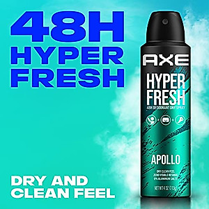 AXE Apollo Deodorant Spray 48 Hour Odor Protection Fresh Sage and Cedarwood Deodorant without Aluminum and without Residue, 4 Ounce (Pack of 4)