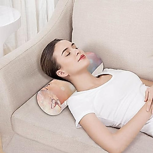 xigua Colorful Butterfly Neck Roll Pillow for Neck Relief with Removable Washable Cover - Memory Foam Round Cylinder Bolster, Ergonomically Designed for Head, Neck, Back, and Legs