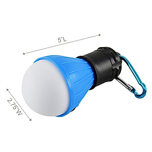 Home-X LED Camping Lights, Power Outage Supplies, Indoor/Outdoor Battery-Operated LED Lights with Hooks, Set of 2, Each 5" L x 2 ¾” W x 2 ¾” H, 1 Blue, 1 Orange