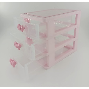 Lovely Pink Receiving Storage Cabinets Box With Multi-layers And Pink Bowknot Handle (Three layers (7.06 x 5.22 x 6.09 inches))