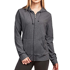 Women's Zip Up Cotton Light Hoodie Jacket (M, Charcoal)