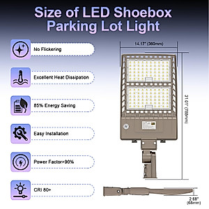 480V 320W LED Parking Lot Light 44800LM, 5000K LED Shoebox Light with Slip Fitter, UL DLC Listed, IP65 Waterproof Commercial Street Area Lighting for Parking Lot, Gym, Driveway, Replace 1200w HID HPS