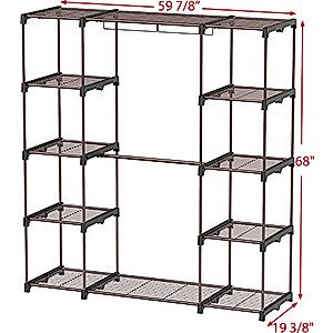 Simple Houseware Wardrobe Portable Closet Clothes Rack Shelf Organizer, Bronze