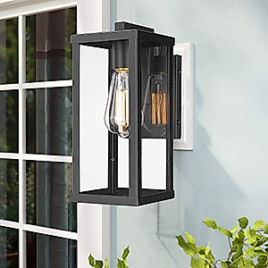 Odeums Outdoor Wall Lantern, Exterior Wall Mount Lights, Outdoor Wall Sconces, Wall Lighting Fixture (Black, 1 Pack)