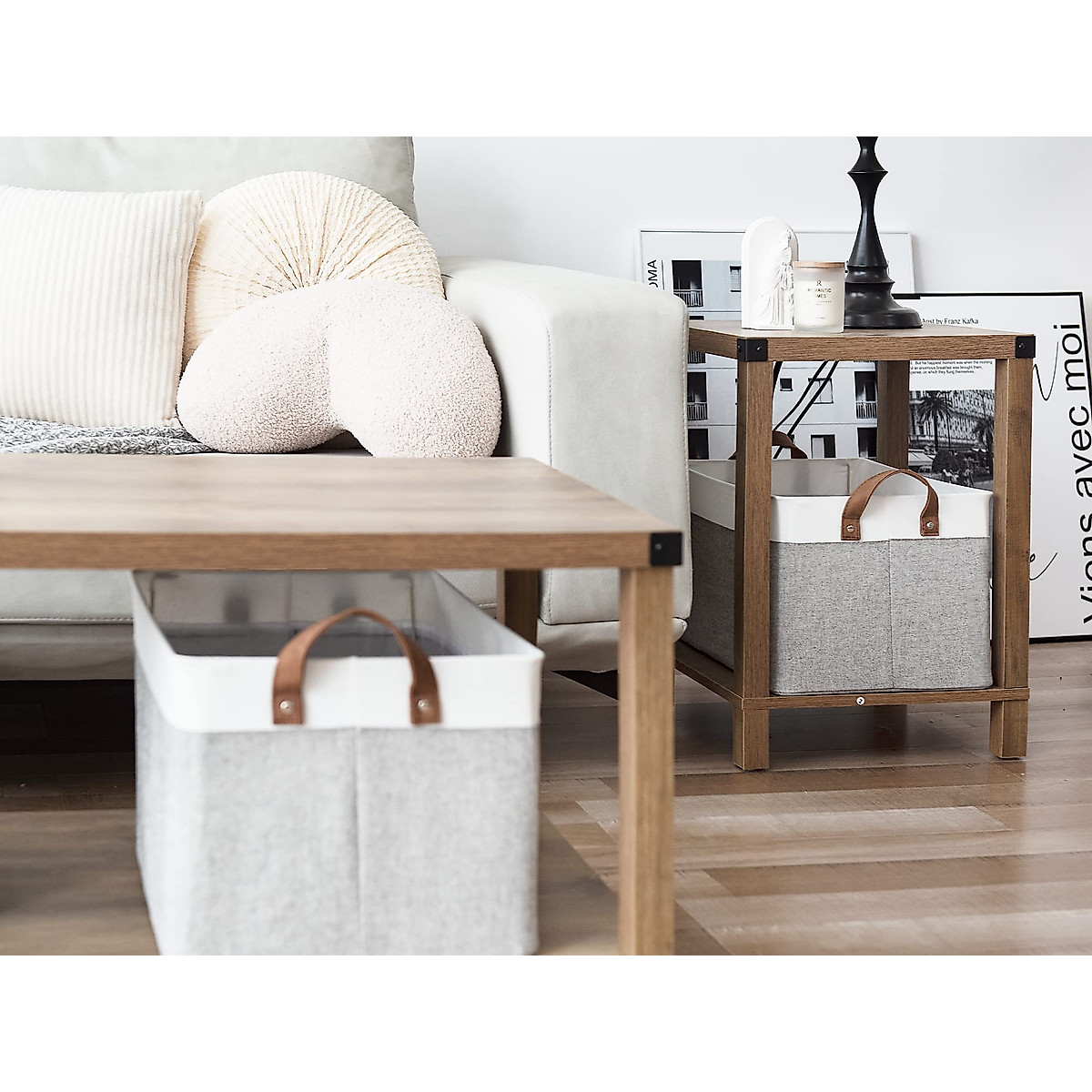 StorageWorks 3-Pack Foldable Trapezoid Storage Bins with 2-Pack Rectangle Closet Baskets