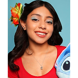 Disney Lilo & Stitch Sterling Silver Necklace for Women, 3D Pendant Stitch Necklace with 18-inch Chain Official License