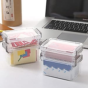 2 Pack Mini Plastic Storage Bin Organizing Container with Lids and Latching Buckles Stackable Nestable Clear Storage Containers Latching Box with Handle for Organizing, Medium and Large(Blue/Grey)