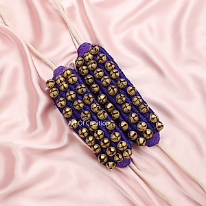 Art Of Creation Kathak Ghungroo Anklet pair Classical Dancing 60 Bells Musical Instrument Bharatnatyam (Blue Paded 3 Line)