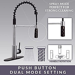 Westbrass KS18A-2012 21" Commercial Style Kitchen Faucet with Dual Function Open Coil Pull Down Sprayer and 1-Lever Handle, Stainless Steel/Oil Rubbed Bronze