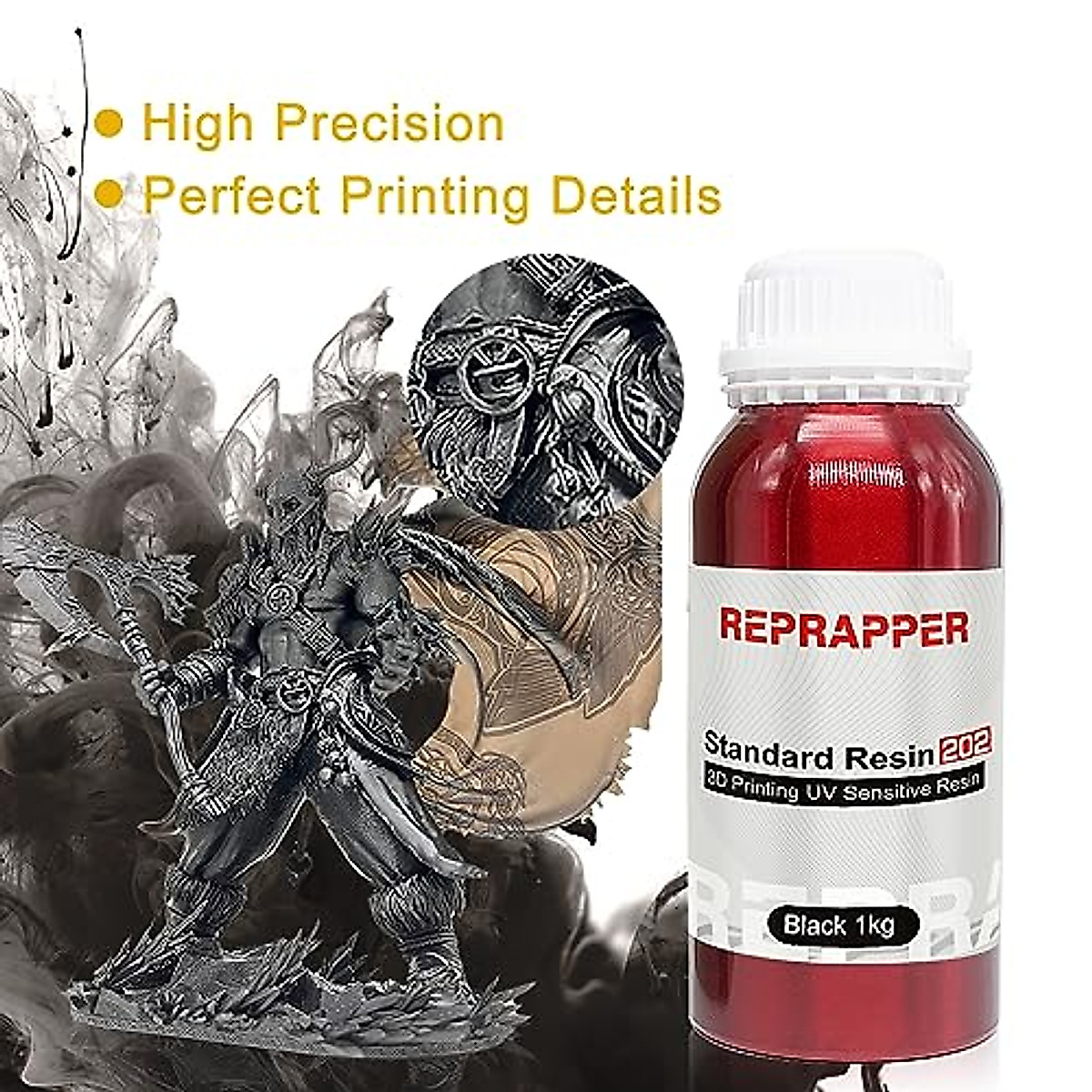 Reprapper ABS-Like Translucent Black 3D Printer Resin, 405nm Fast UV-Curing 1kgTransparent Black Resin 3D Printing Resin Photopolymer Sensitive Resin for LCD Printer, Clear Black 1000g