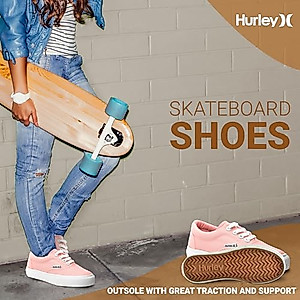 Hurley Marley Kids Lace Up Canvas Sneakers – Low Cut Skateboarding Shoes for Kids, Sports Shoes for Boys and Girls, Pink
