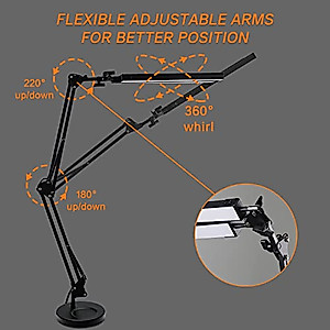Hitish LED Desk Lamp, 24W Super Bright Architect Desk Lamp with 3 Color Modes & 10 Brightness Levels for Home & Office, Eye Protection Swing Arm Desk Lamp with Base & Clamp for Study, Work, Monitor