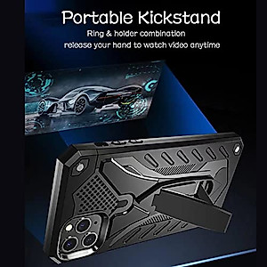 AMAAE Phone Case Compatible with Oppo Reno 6 Pro(5G),Military Grade Strong Two Layer PU+TPU Hybrid Full Body Case,Bracket Protective Dustproof Shockproof Cover (Color : Rose Gold)