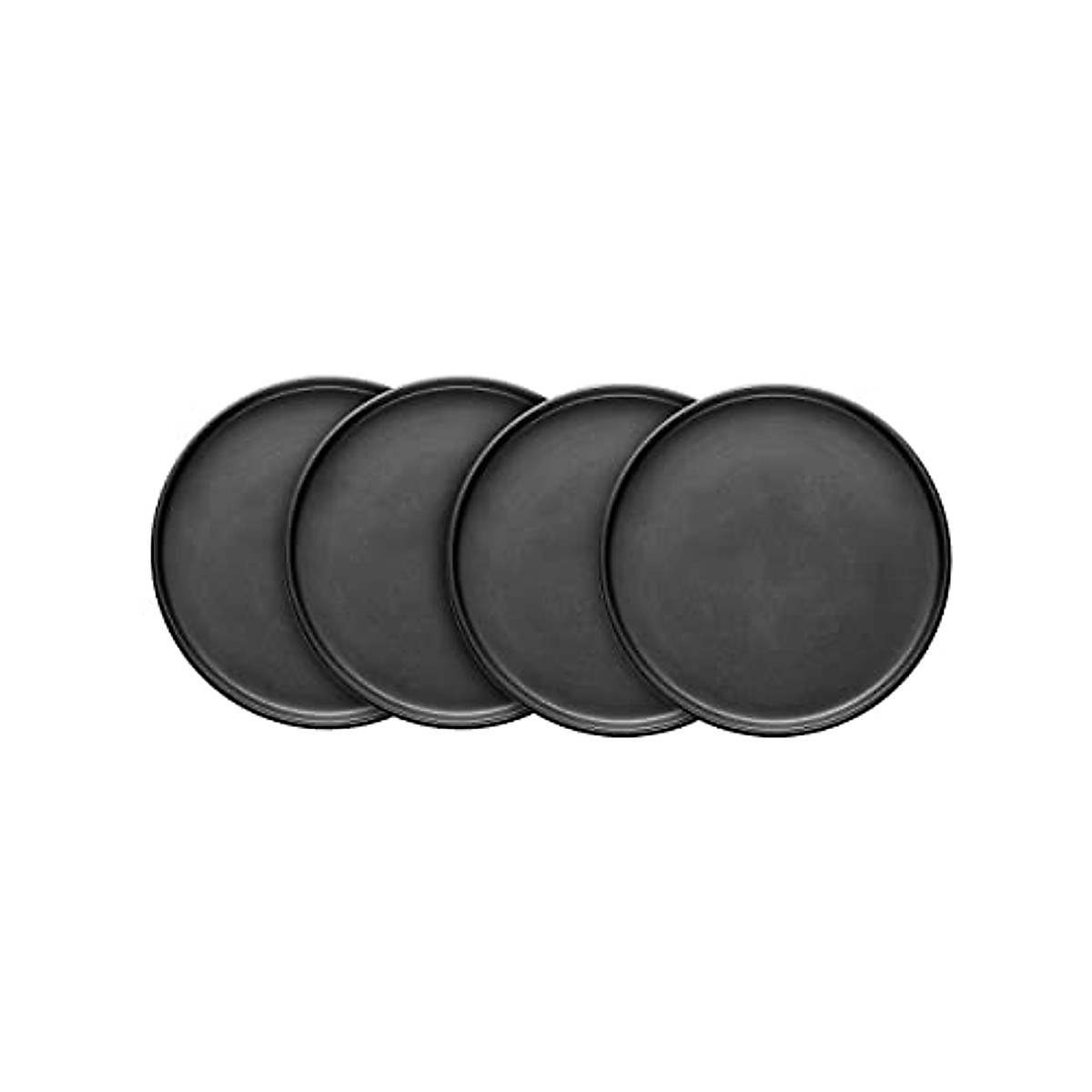 Stone Lain Stoneware Round Salad Plates Set, Black Matte, 1.05 pounds