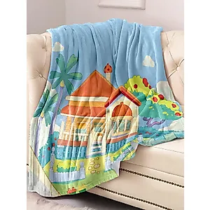 CUVYEU Blue Blanket Blanket Girls Boys Throw Blanket Blue House Blanket for Room Decor Bedding Sofa 50"x60"