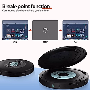 CD Player Portable Rechargeable Portable CD Player for Car and Travel Walkman CD Player with Headphone and Anti-Skip/Shockproof Personal CD Player Discman Kpop Music Compact CD Players with AUX Cable