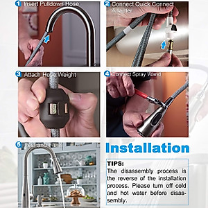 150259 Pull Down Hose Kit For Moen Faucet Replacement Part 150259 Hose, Moen Kitchen Faucet Replacement Part 187108, Reflex Moen Pull Down Hose, 68" Quick Connect Hose, Upgraded Ver.