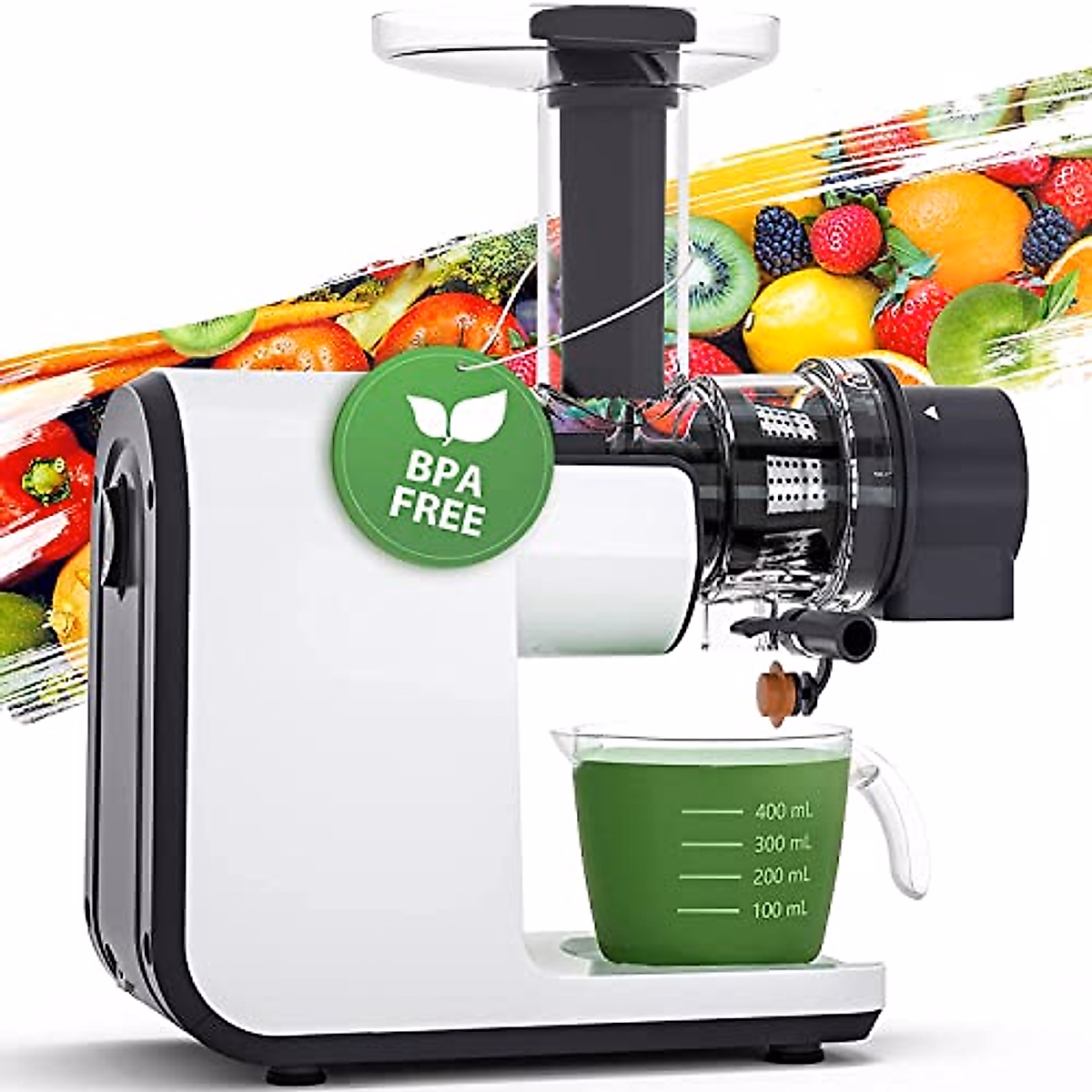 Aeitto Cold Press Juicer, BPA Free Slow Juicer, Easy to Clean, Juicer Machines with Quiet Motor & Reverse Function, Masticating Juicer for Vegetable and Fruit