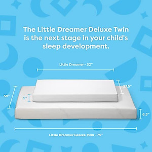 Moonlight Slumber Little Dreamer Deluxe Kids Mattress, Twin - Dual Sided Memory Foam, Plush, Waterproof