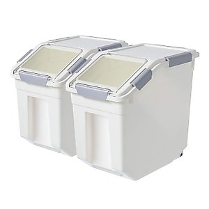 LISM 2 Pack Dog Food Storage Container with Scoop,Large Airtight Pet Dog Food Bin,Container for Dog Treats Rice,Dog Cat Dry Food Bin,Baking Supplies,Flour,Rice,Kitchen Pantry Cereal(25 LB)