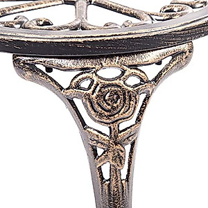 HGS Garden Bench Patio Benches Park Yard Outdoor Bench Furniture Cast Aluminum Rose Antique Metal Porch Path Bench Durable Lawn Bench, Bronze