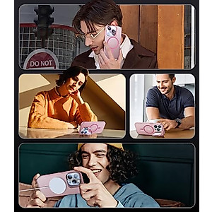 VOFATA for iPhone 14 Pro Case with Metal Camera Stand [Built-in 9H Camera Lens Protector][Compatible with Magsafe] Military Grade Shockproof Translucent Matte Magnetic Phone Case 6.1",Pink