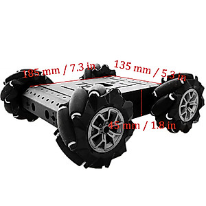 SmaringWing Premium 4WD Mecanum Wheel Robotic Chassis Kit for Arduino/Raspberry pi/Micobit, C400 96mm Omnidirectional Wheel DIY Smart RC Metal Car Chassis Platform with DC Speed Encoder Motor