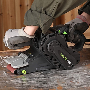 GALAX PRO 8 Amperes Belt Sander 120-380RPM with Variable Speed Settings, 5 Pieces Sanding Belts(3x21 Inch) and Dust Bag for Stock Removal