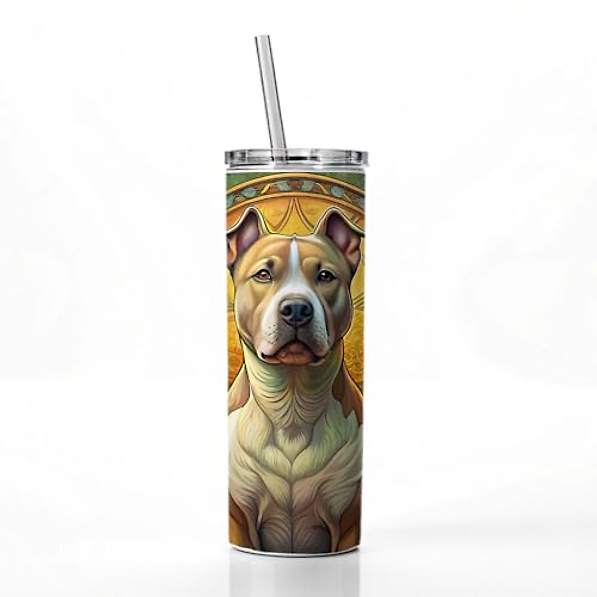 American Staffordshire Terrier Dog Art Nouveau Skinny Tumbler 20oz with Straw Insulated Water Bottle Gift