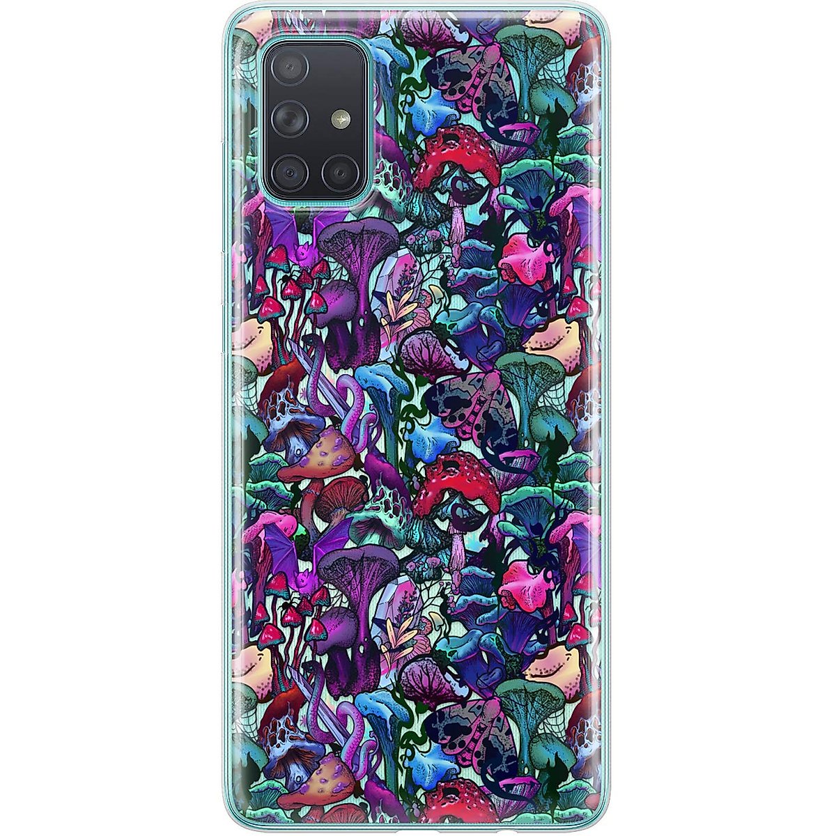 TPU Phone Case Compatible with Samsung A72 A71 5G A70 A51 A50 A32 A21 A11 A12 A13 A14 A01 Trippy Flexible Forest Witchy Lightweight Mushrooms Shockproof Fly Agaric Silicone Magic Protective Soft