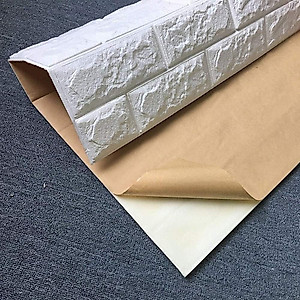 10PCS 3D Brick Wall Stickers, PE Foam Self-Adhesive Wallpaper Removable and Waterproof Art Wall Tiles for Bedroom Living Room Background TV Decor