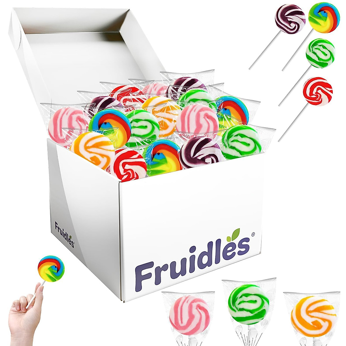 Fruidles Swirls Lollipop Candy, Mixed Fruit Flavor, Individually Wrapped (Assorted Variety Mix, 12-Pack)