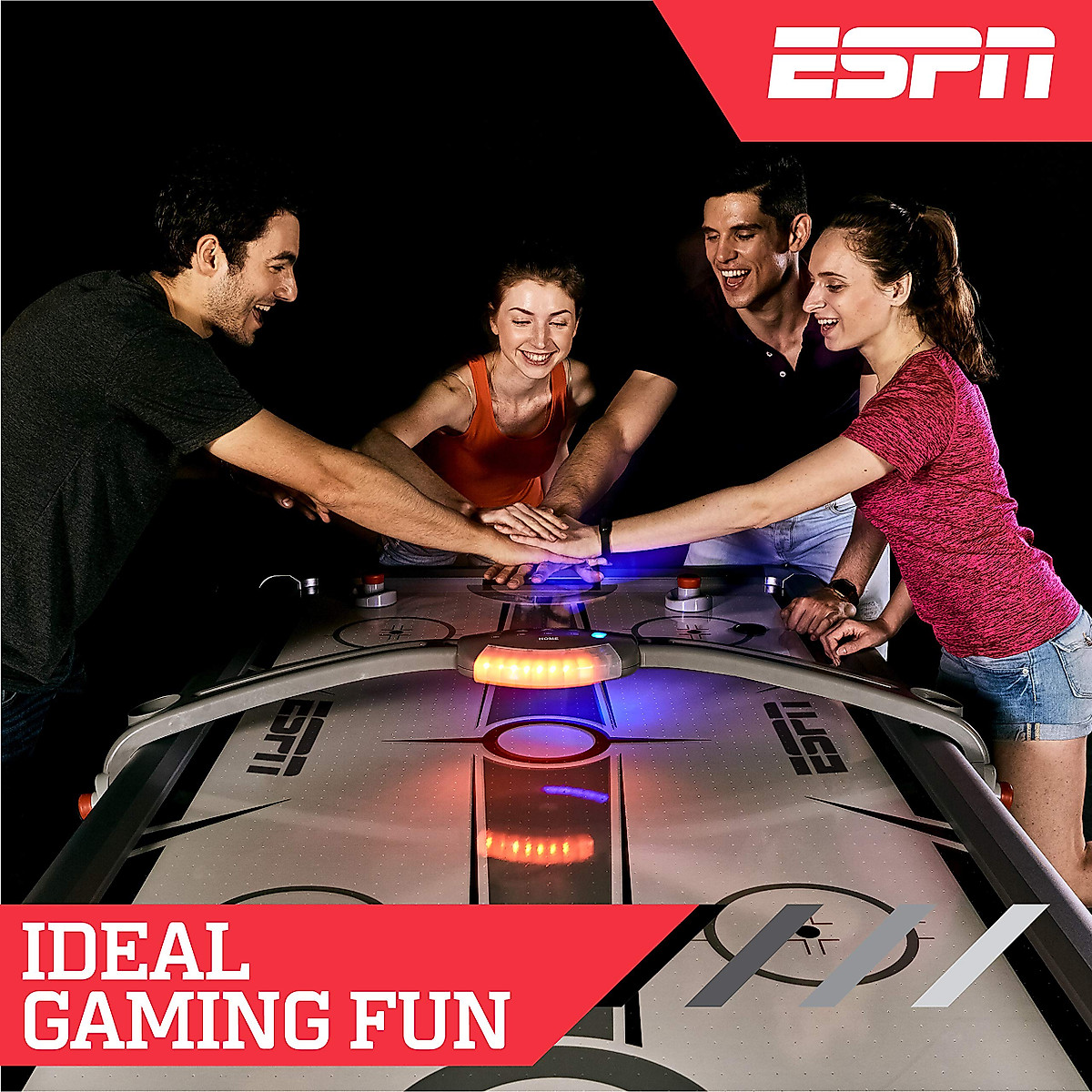 ESPN Sports Air Hockey Game Table: 84 Inch Indoor Arcade Gaming Set with Electronic Overhead Score System, Sound Effects, Multi (AWH084_188E)