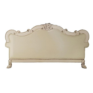 Acme Furniture Dresden Upholstered Faux Leather Sofa with 4 Pillows in White