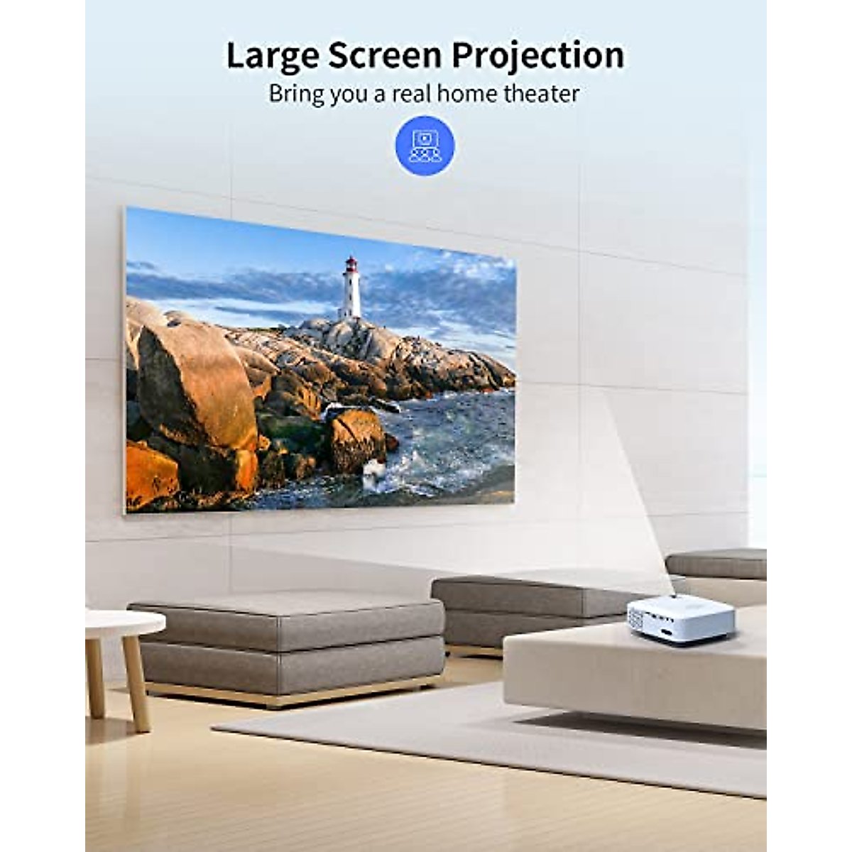 WiFi Projector, Mini Phone Projector [2022 New], 176 '' Display 55000 Hours LED Lamp, Video Wireless Projector Compatible with TV Stick / Smartphone / PC / PS4 / USB / TF/ HDMI/ VGA/ AV