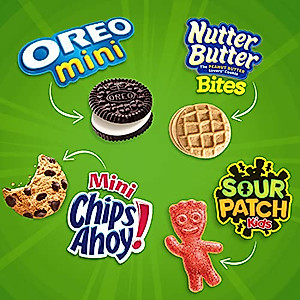 OREO Mini Cookies, CHIPS AHOY! Mini Cookies, SOUR PATCH KIDS Candy & Nutter Butter Bites Cookies & Candy Variety Pack, 32 Snack Packs