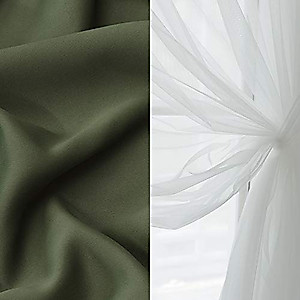 Best Home Fashion uMIXm Tulle Sheer Lace and Blackout 4 Piece Curtain Set – Antique Bronze Grommet Top – 52" W x 84" L – (Set of 4 Panels) (52" W x 84" L - Each Panel, Moss)