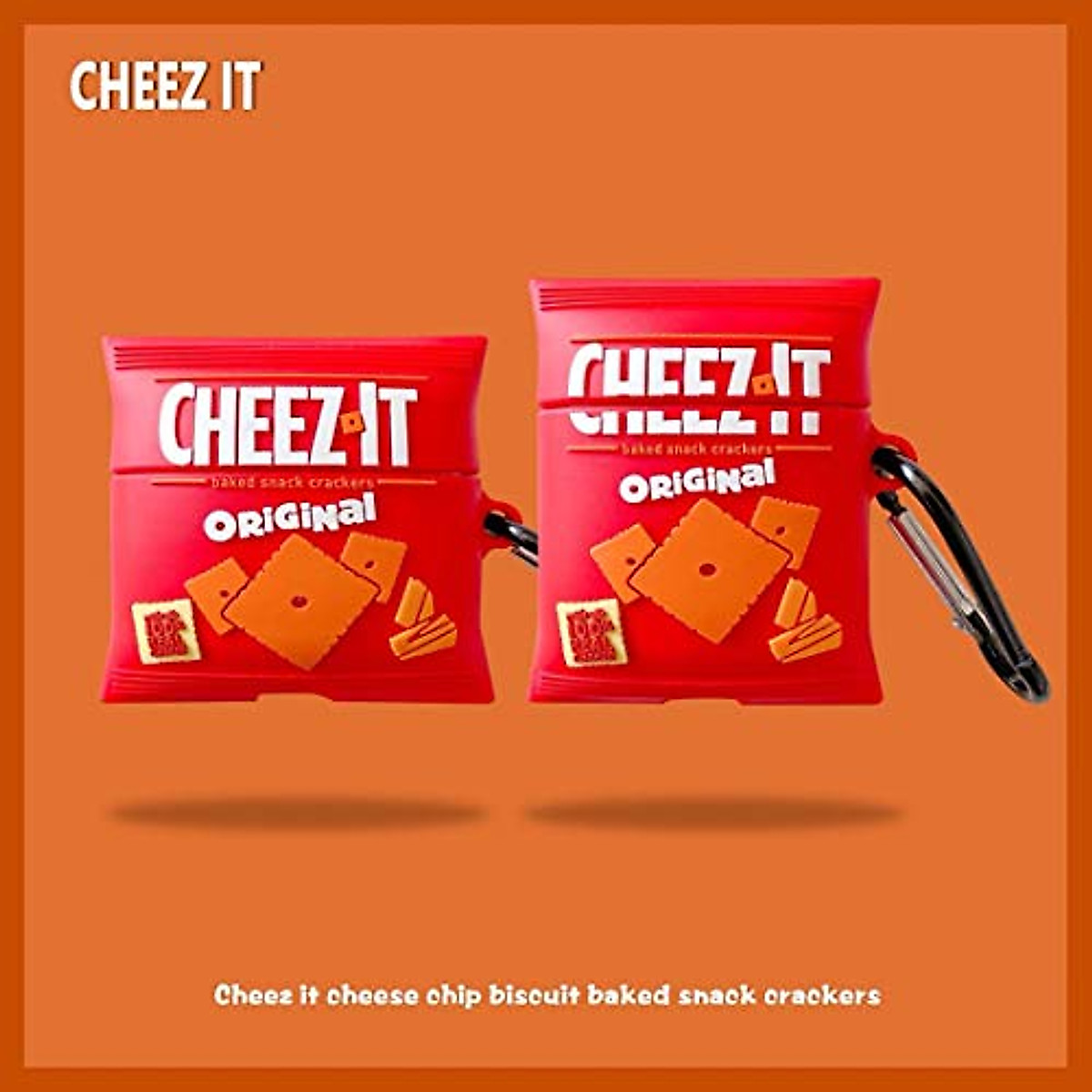 NQ Airpod Case, Cute 3D Funny CHEEZ IT Snickers Cartoon Soft Silicone Cover, Kawaii Cool Keychain Design Skin, for Girls Children and Boys Airpod Case (KANSDF2CHEEZ IT Potato Chips)