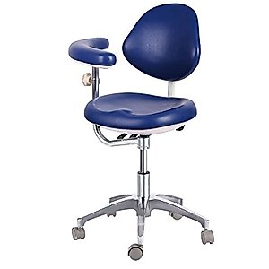 Dental Medical Dentist's Mobile Chair Doctor and Nurse's Stools with Backrest Armrest PU Dark Blue (#4)