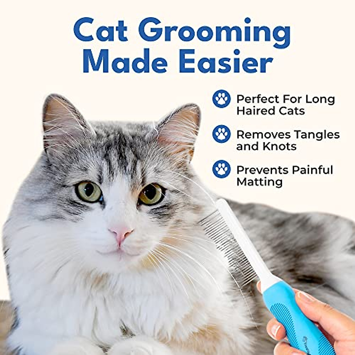 Dog & Cat Combs For Grooming Long Haired Cats & Dogs - Top Pet Detangler Brush For Long & Curly Hair - Comb Removes & Prevents Matted Fur - Perfect For Goldendoodle, Poodle Mixes, and Cat Undercoat